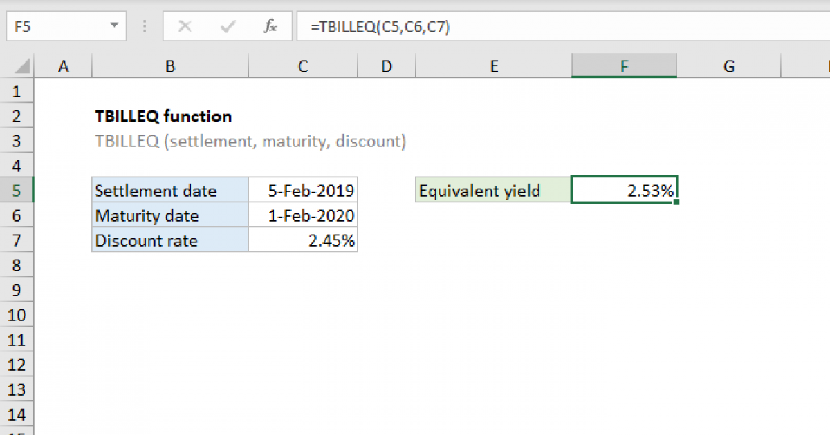 Excel TBILLEQ function | Exceljet